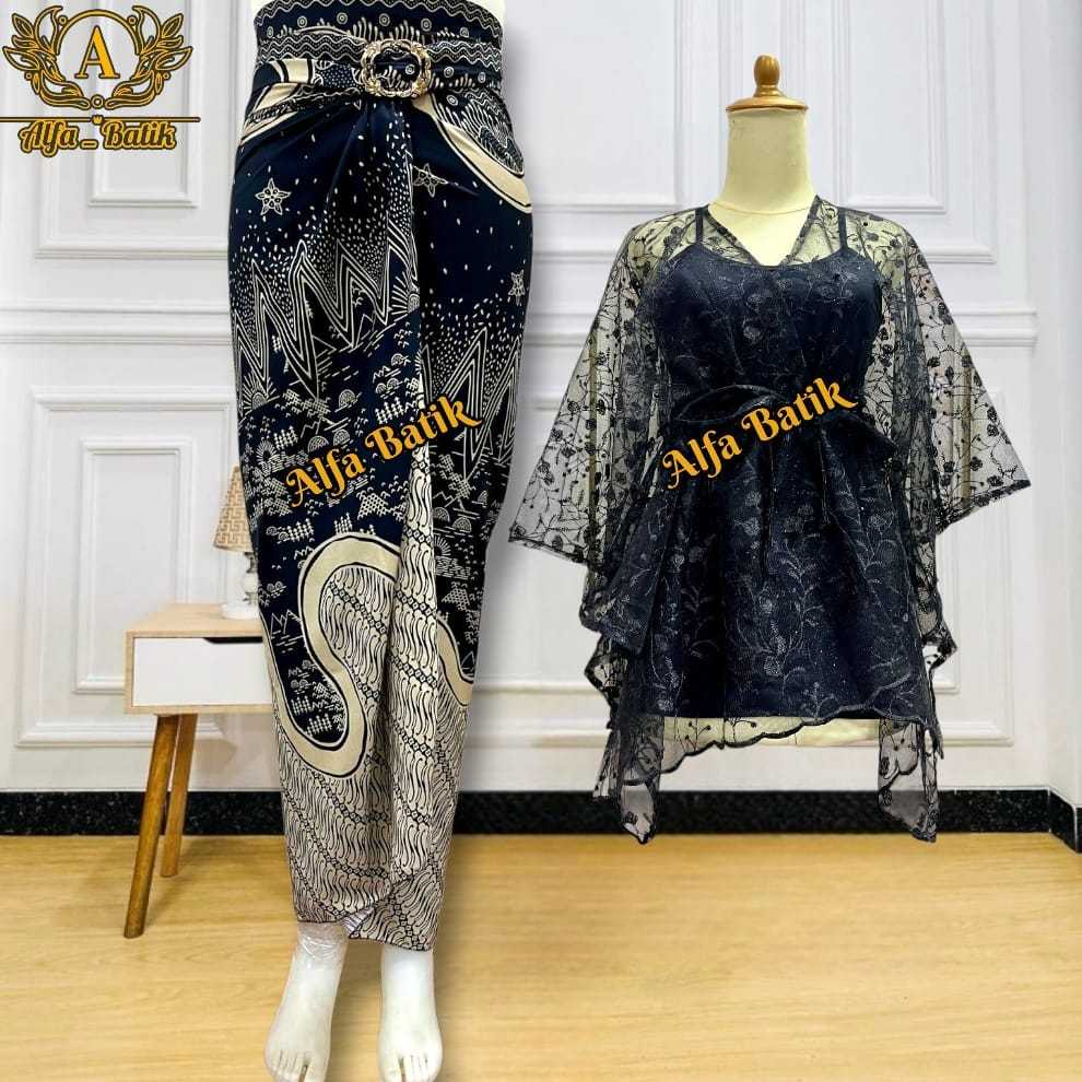 Jual Outfit Atasan Fashion Satu Set Outer brokat cape Brokat Crop ...