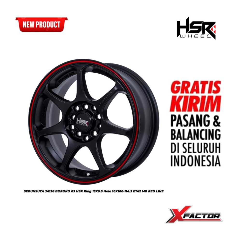 Jual VELG HSR RING 15 HSR SEBUNSUTA R15X6,5 H 5X100 - 5X114,3 ET 42 MB ...
