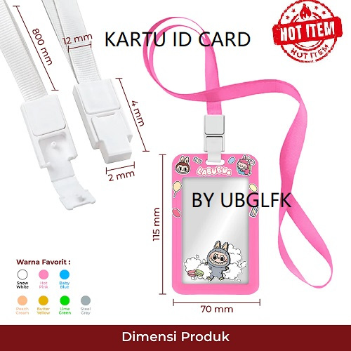 Jual IMPORT LABUBU ID Card KARTU + GANTUNGAN TALI Karakter NameTag ...