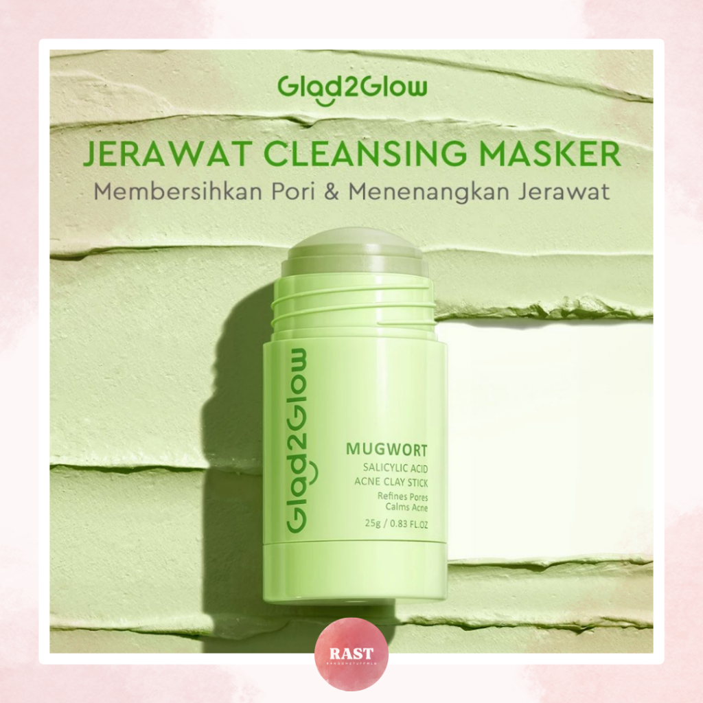 Jual [NEW] Glad2Glow Real Mugwort Clay Mask Face Wash Stick Salicylic Acid Anti Pores & Acne ...