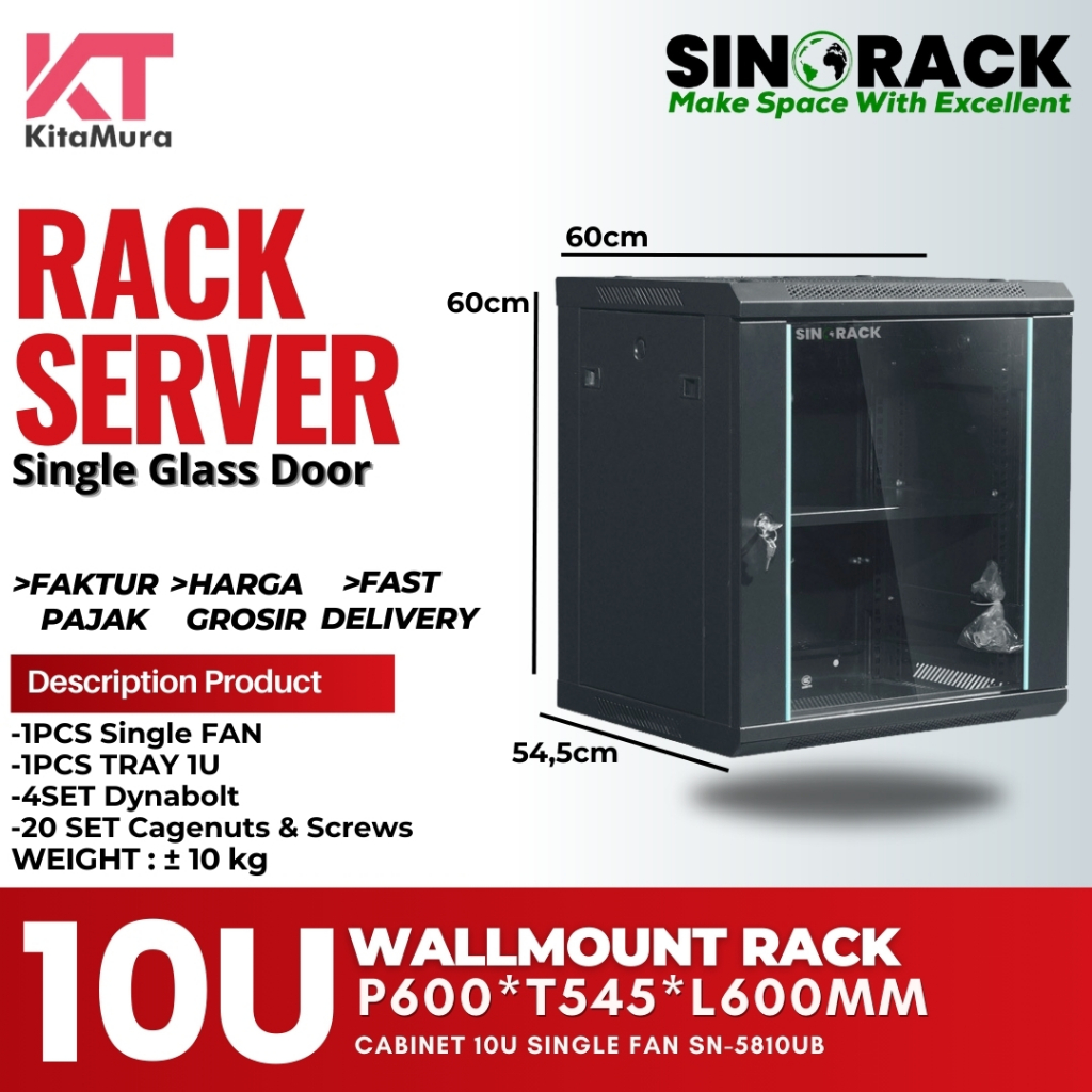 Jual WALLMOUNT RACK SERVER UKURAN 10U | RACK SERVER 10U PINTU KACA | Shopee Indonesia