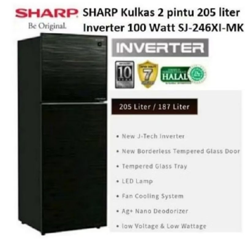 Jual Kulkas 2 Pintu Lemari Es J-Tech Inverter 205 Liter SJ-246 XI-MK 205 Liter | Shopee Indonesia
