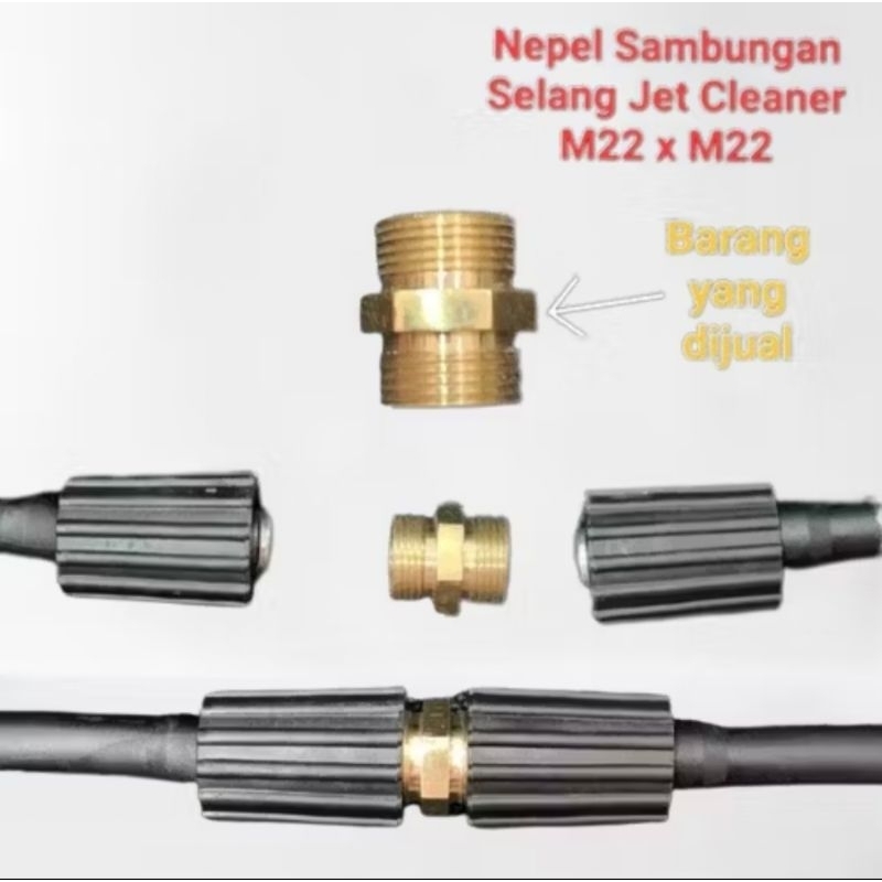 Jual ADAPTOR Connector SELANG JET CLEANER SAMBUNGAN SELANG JET CLEANER M22 - M22 BAHAN KUNINGAN ...