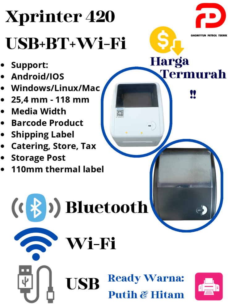 Jual X-Printer 420B USB+WiFi, X-Printer 420B USB+BT, X-Printer 420B USB ...