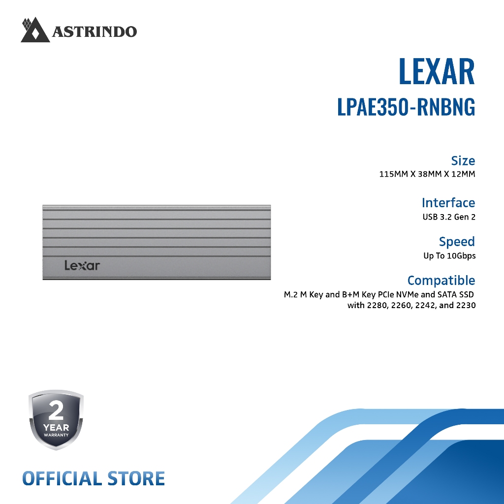 Jual Lexar Enclosure SSD Internal E350 M.2 USB 3.2 Gen 2 up to 10Gbps ...