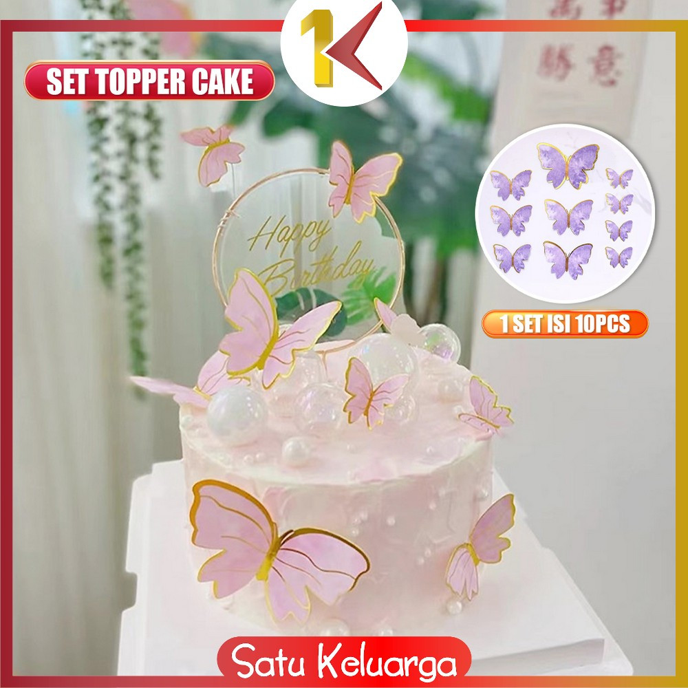 Jual SK-C1124 Topper Cake Kupu Kupu Isi 10Pcs Topper Dekorasi Kue Ulang ...
