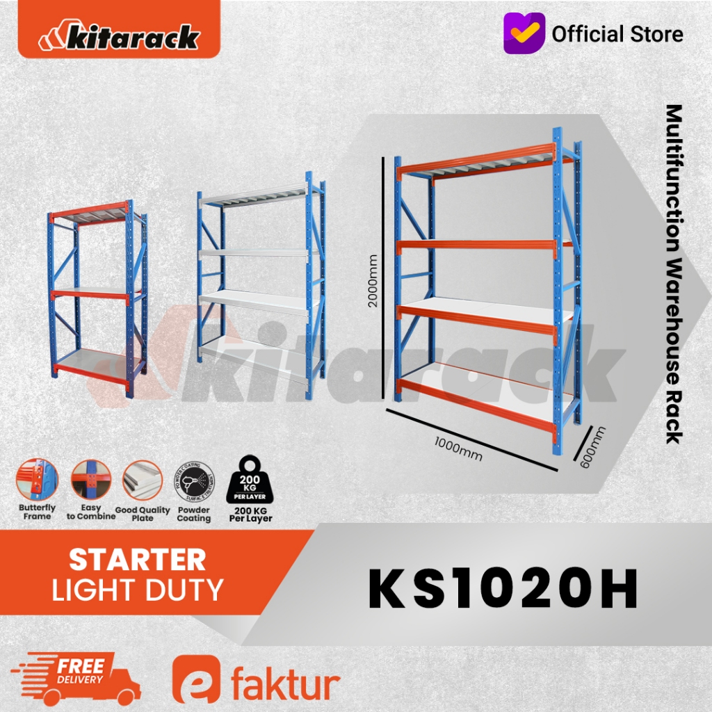 Jual KS1020 Biru Series Rack Gudang Besi 2M Panjang 1 Meter Light Duty ...