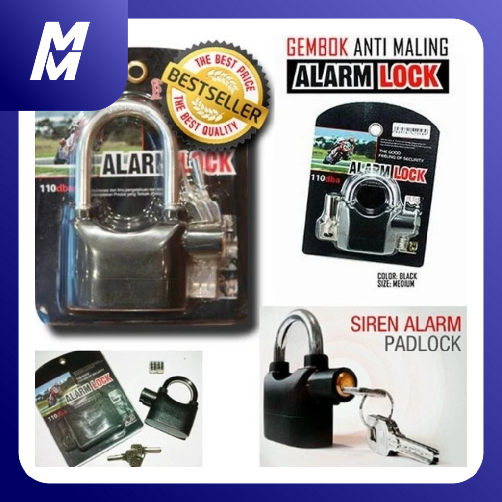 Jual Gembok Alarm Sirine Anti Maling Padlock | Shopee Indonesia