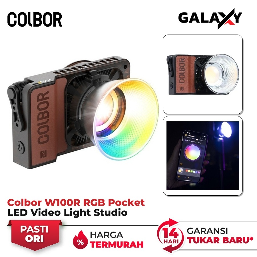 Jual Colbor W100R RGB Pocket LED Video Light Studio Lampu Monolight ...