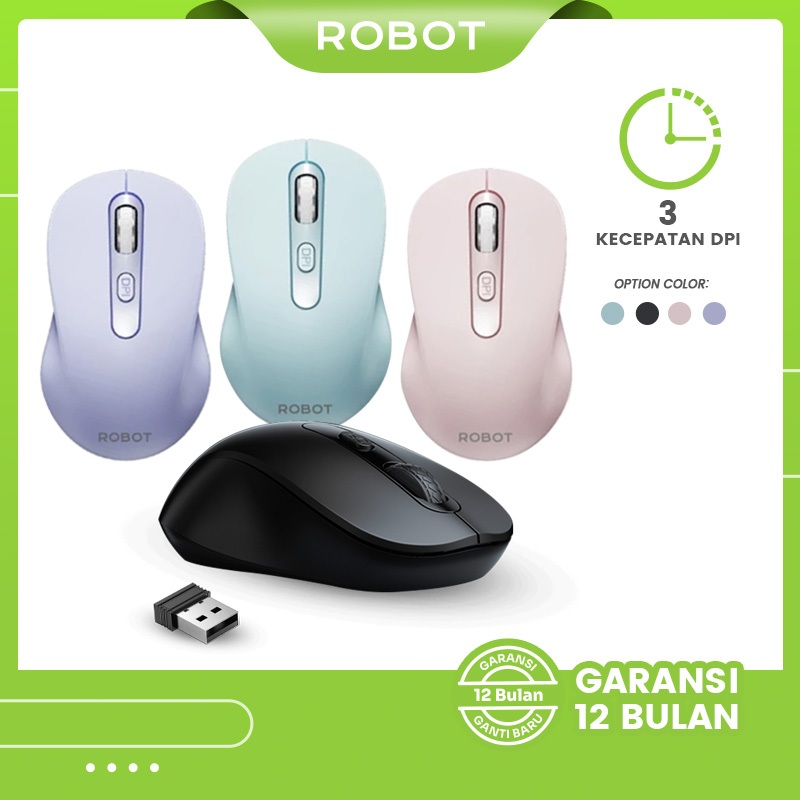 Jual ROBOT Mouse Wireless M206 2.4GHz Optical 1600DPI Kursor Akurat ...