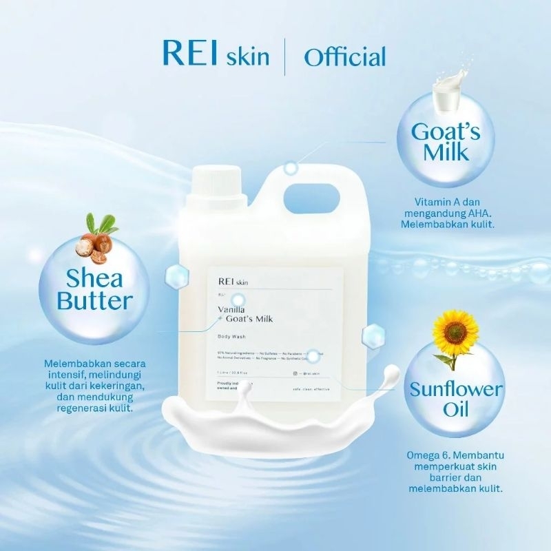 Jual REI SKIN Body Wash 1L - VANILLA+GOAT MILK | Shopee Indonesia