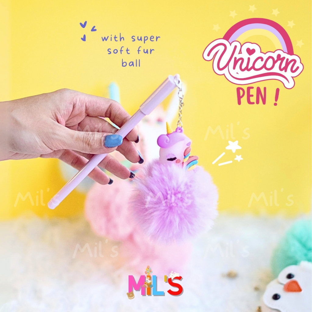 Jual [ CUTE MIL'S ] BOLPEN LUCU UNICORN BULU GANTUNGAN HANGING UNICORN ...