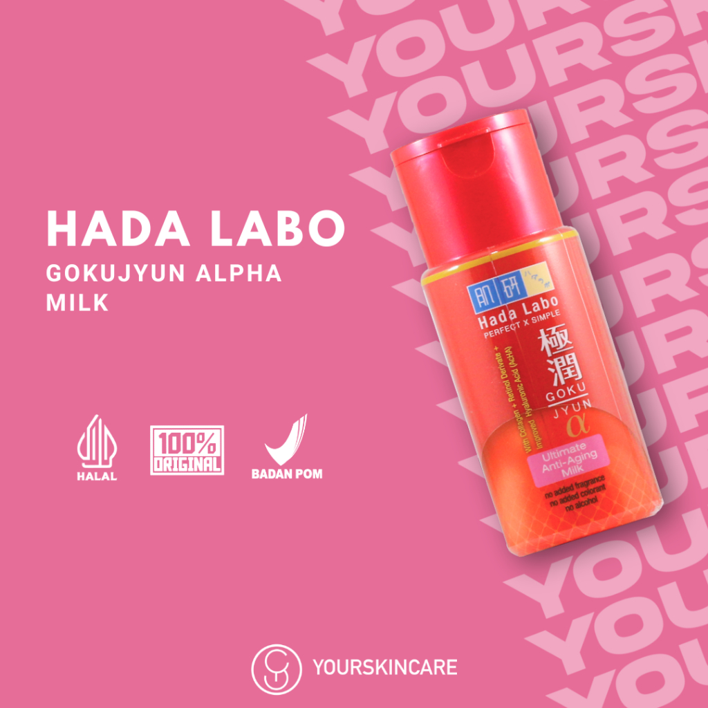 Jual Hada Labo Gokujyun Alpha Alfa Anti Aging Milk 100ml [MERAH-PINK ...
