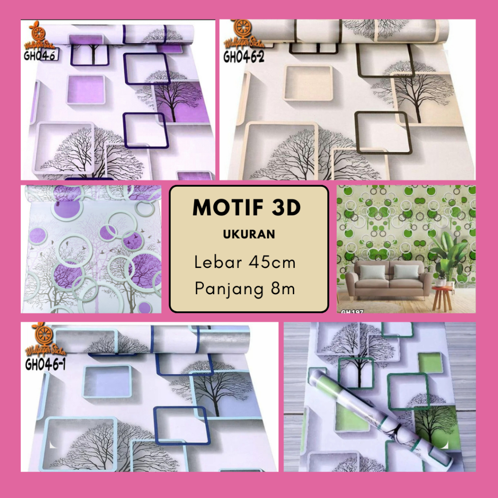 Jual 8 Meter WALLPAPER STICKER DINDING motif POHON 3D kotak dan Akar 4 ...