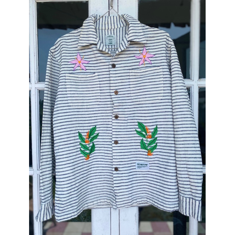 Jual Pop Meets Pop - Plant Sashiko Loop Collar Shirt | Shopee Indonesia