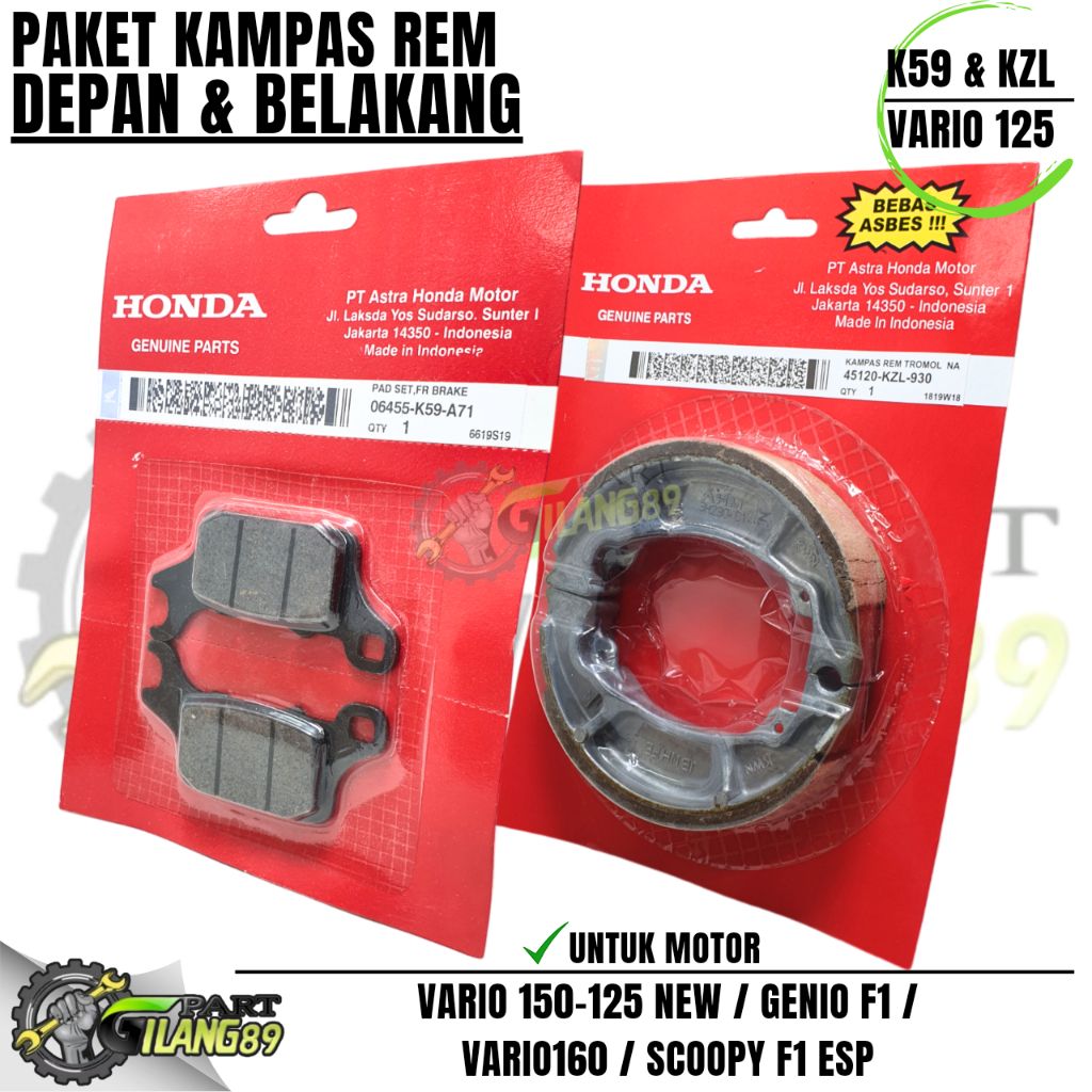 Jual PAKET 2ITEM K59 & KZL KAMPAS REM CAKRAM DEPAN VARIO 150 LED ...