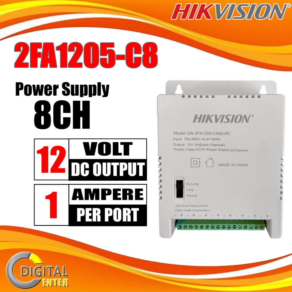 Jual PSU Hikvision 2FA1205-D8 Power Supply CCTV 8ch / Port 12V 1A ...