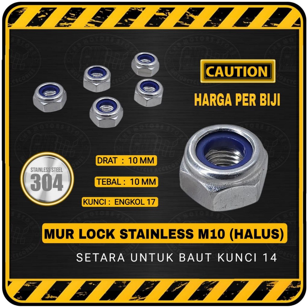 Jual Mur Lock Hexagonal STAINLESS M10 Drat Halus ( Setara untuk Baut ...