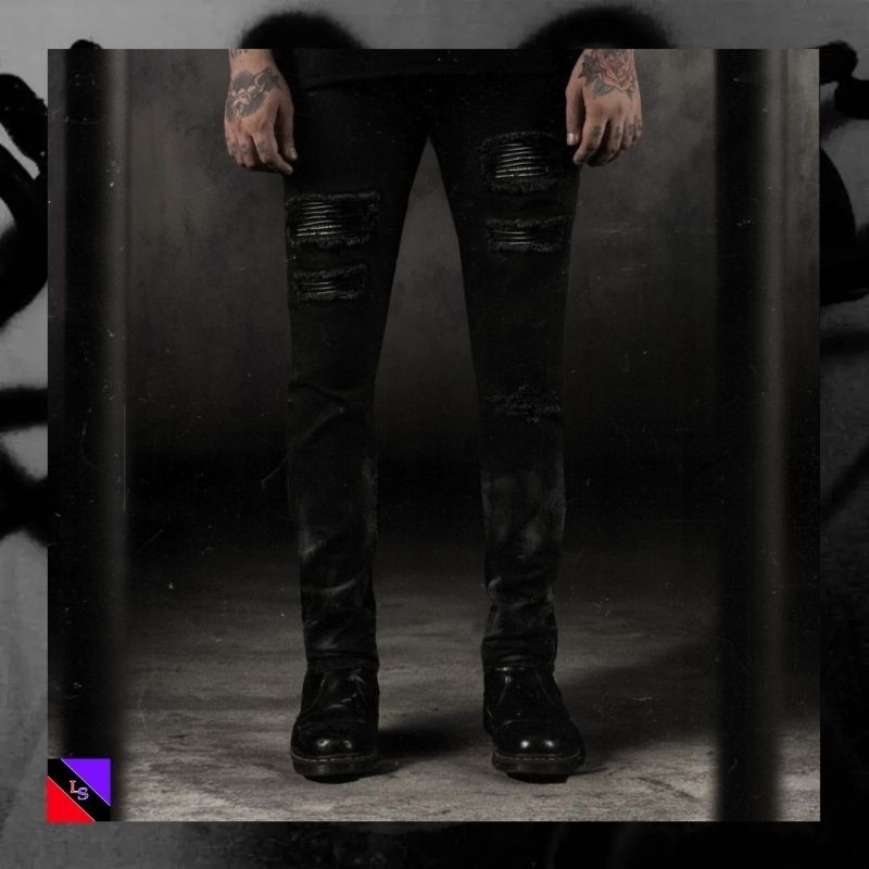 Jual [ORIGINAL] Rucas Co - Black Caviar Platinum Leather Washed Jeans ...