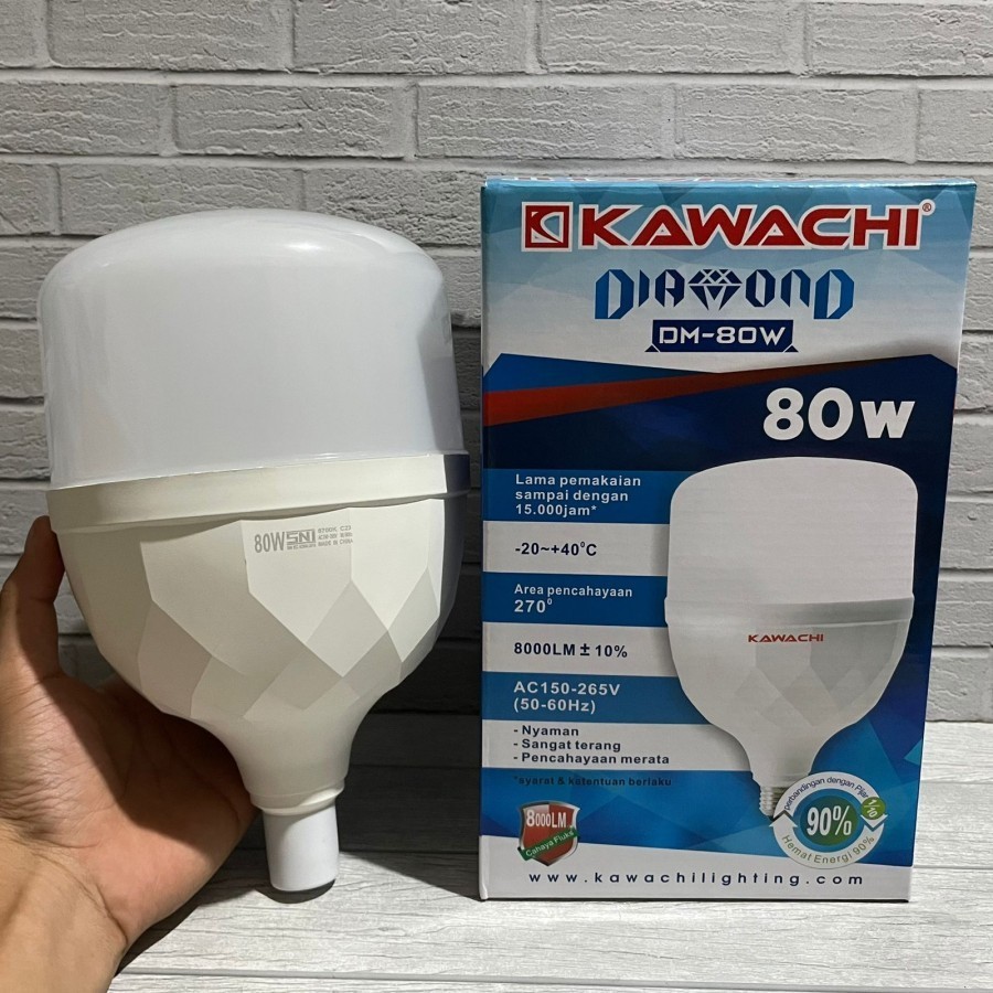 Jual KAWACHI LAMPU LED T BULB 80W PUTIH GARANSI 1 TAHUN 80 WATT DIAMOND | Shopee Indonesia
