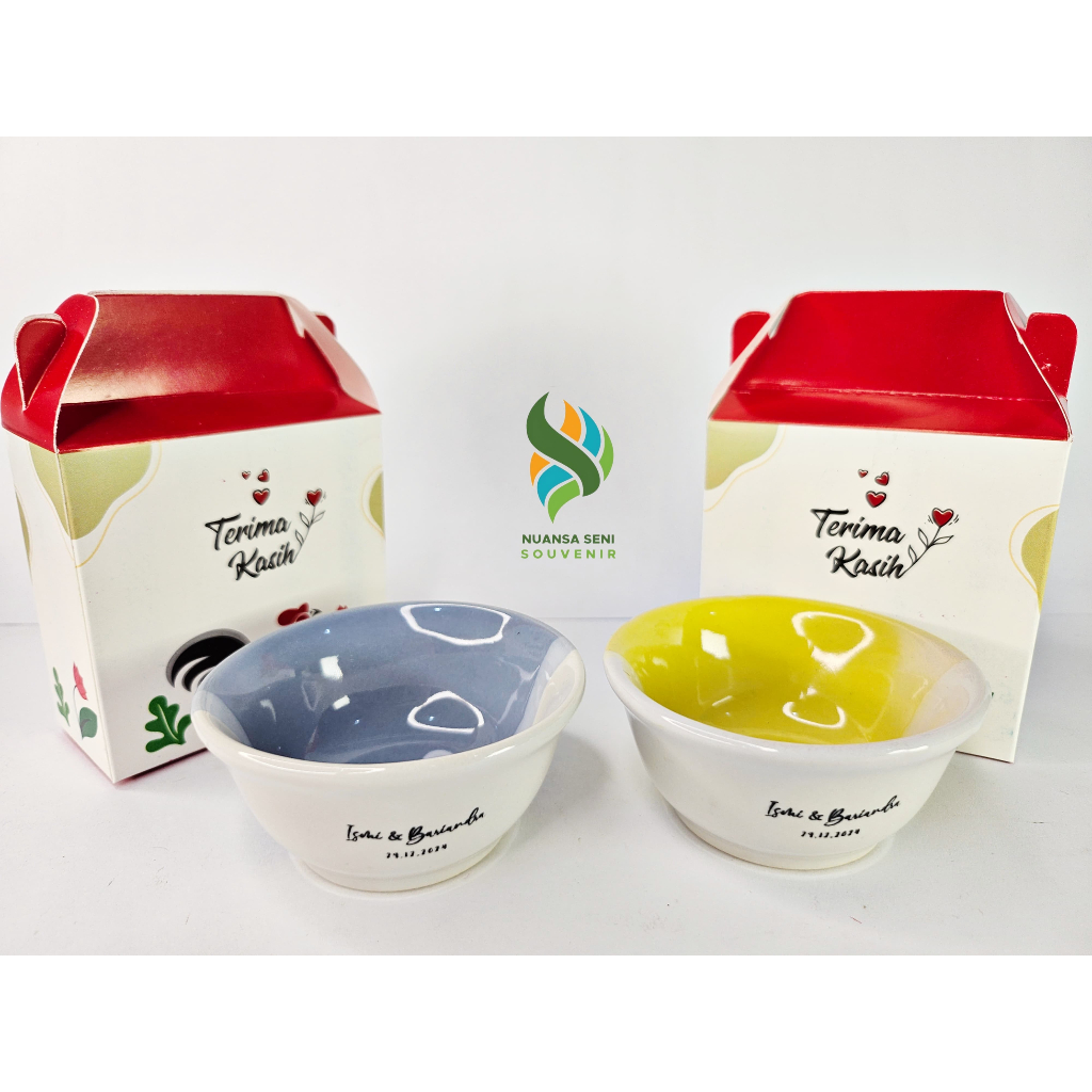 Jual Souvenir Mangkok Warna Keramik Kecil Mangkuk Sambal Two Tone Mini ...