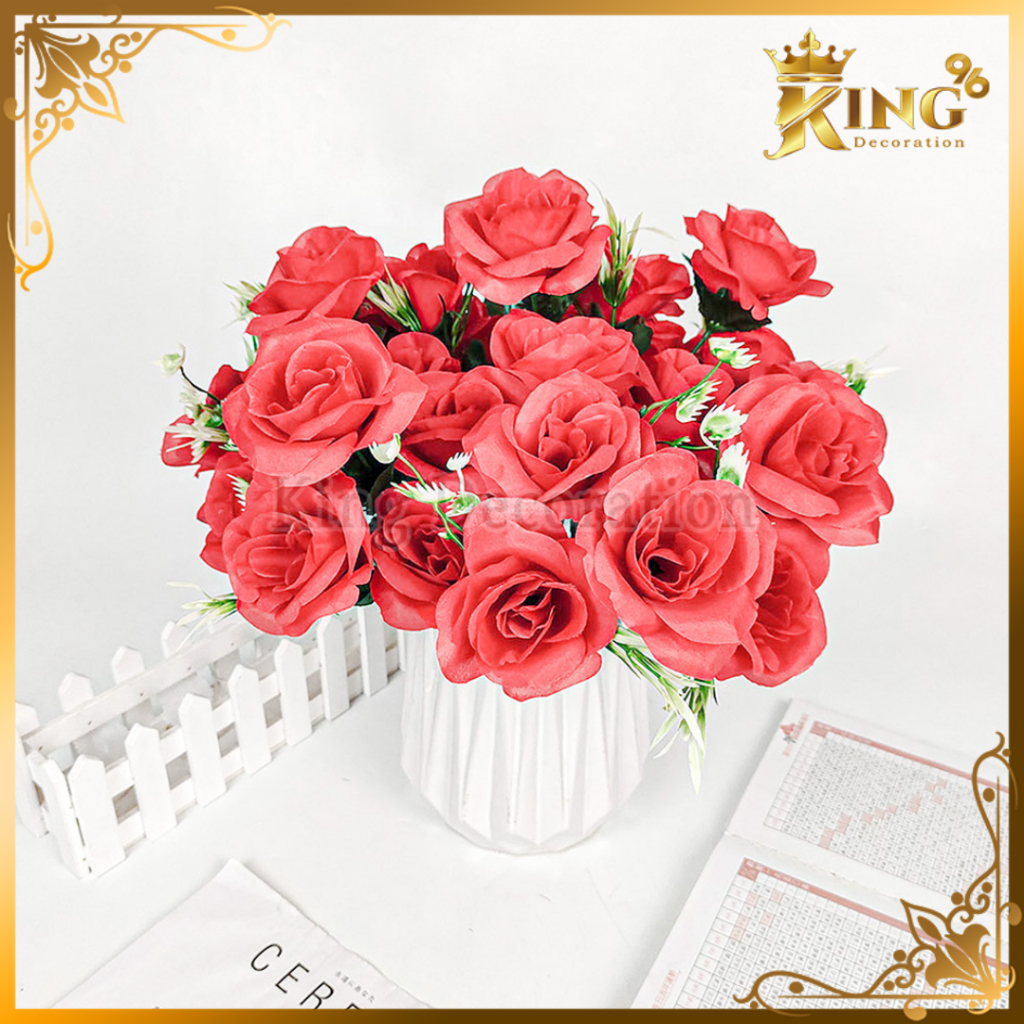 Jual BUNGA MAWAR ROSE TANGKAI 5 MURAH ARTIFICIAL - MAWAR PLASTIK ROSE ...