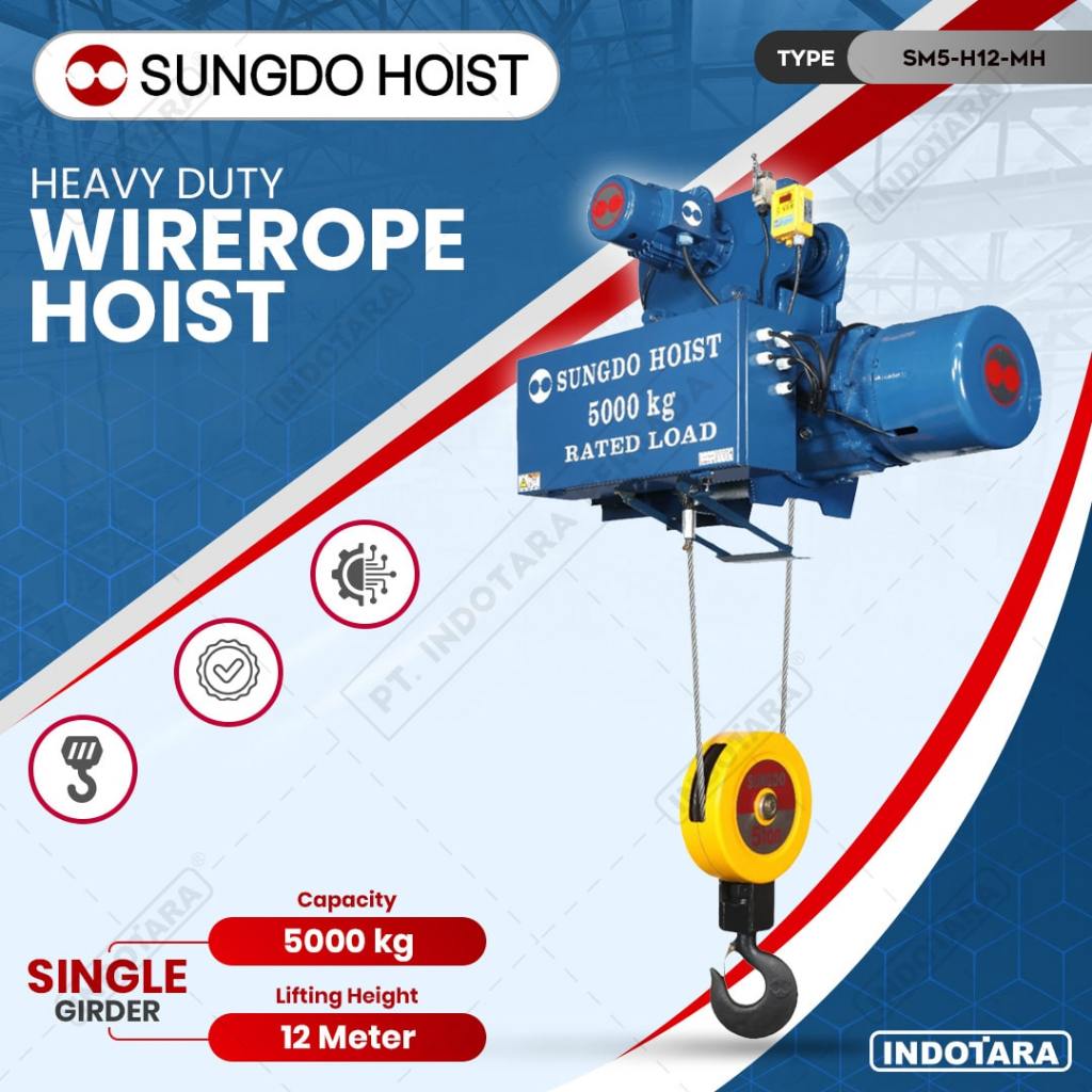 Jual Wire Rope Hoist SUNGDO 5 Ton Monorail Single Speed | Shopee Indonesia