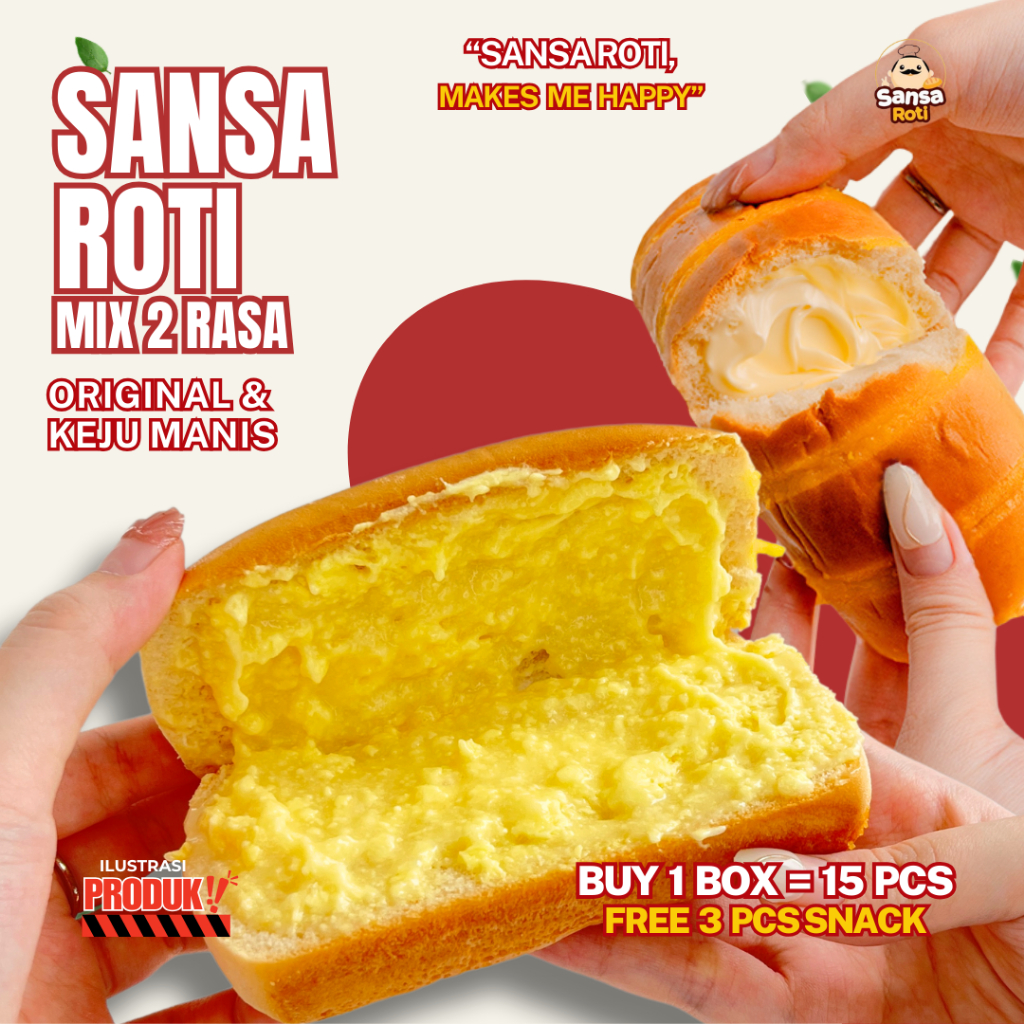 Jual Sansa Roti Mix 2 Rasa (ORIGINAL & KEJU MANIS) isi 15 Pcs + (FREE 3 ...