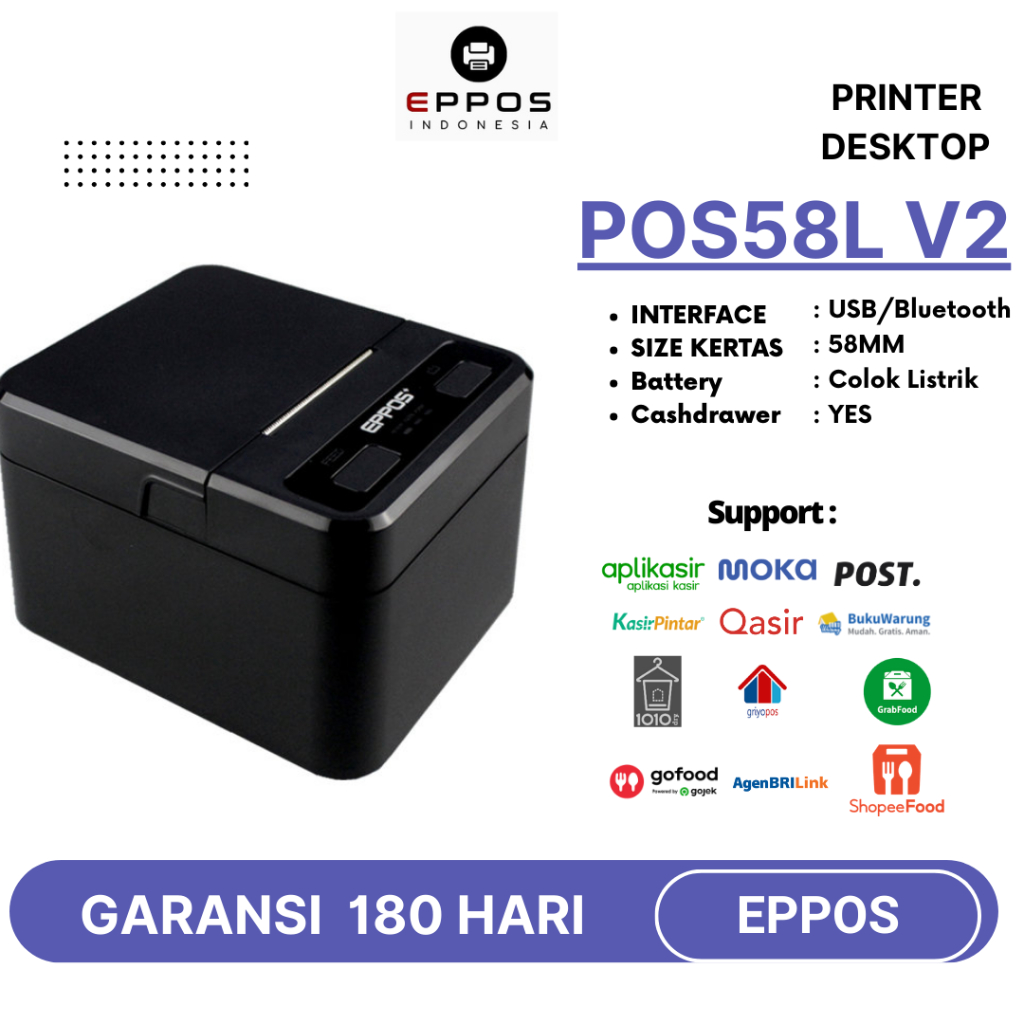 Jual Printer Thermal EPPOS 58mm POS58L V2- USB BLUETOOTH | Shopee Indonesia
