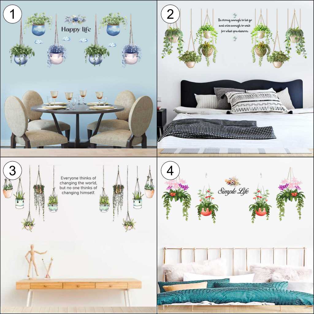 Jual Ready Stok Wall Sticker Tema Tanaman Gantung Stiker Dinding ...