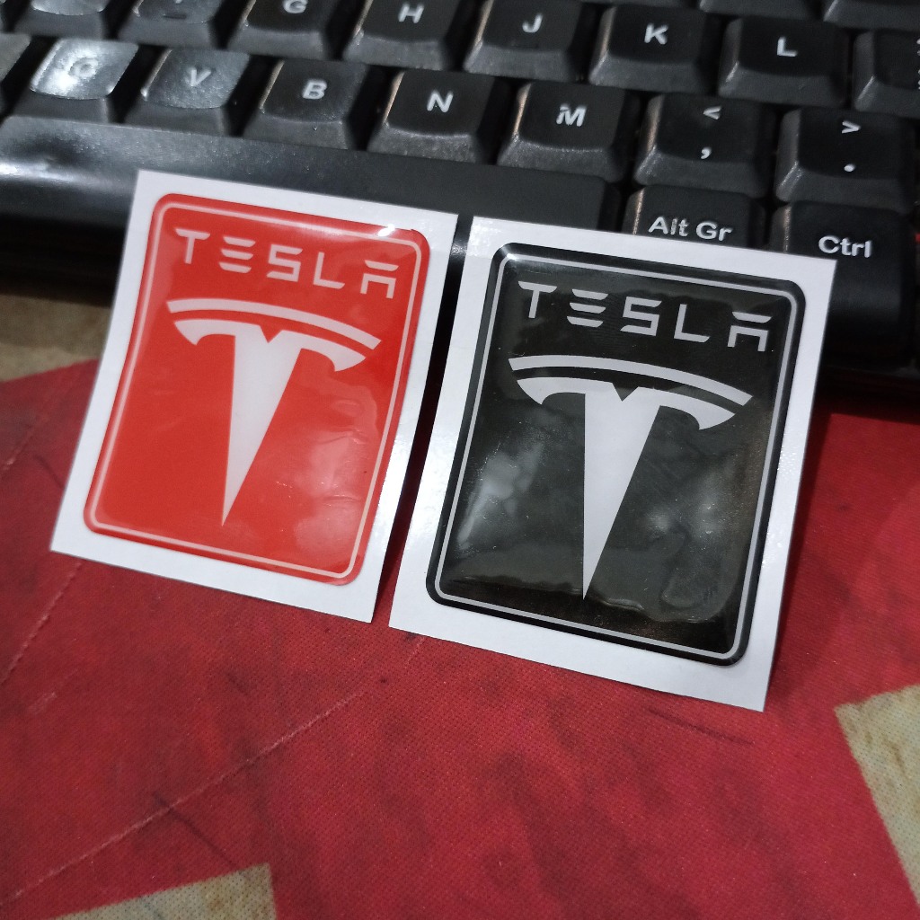 Jual Sticker Timbul Resin TESLA Kotak Stiker Lycal Lentur 3D Logo Kecil ...