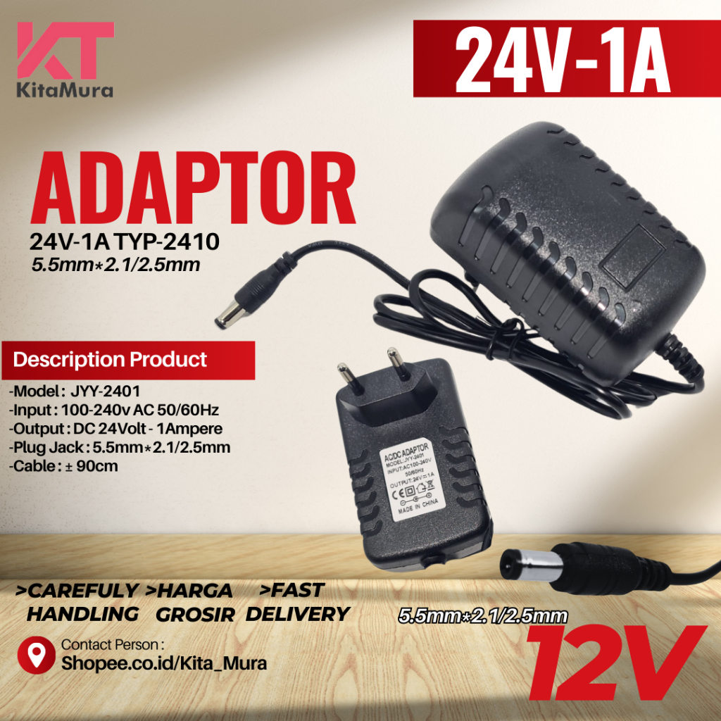 Jual Adaptor 24V 1A || Switching Adaptor Model 2410 | Shopee Indonesia
