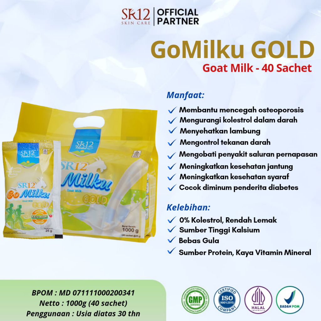 Jual SUSU GOMILKU GOLD SR12 KEMASAN SACHET 1 PACK ( PACK ISI 40 SACHET ...