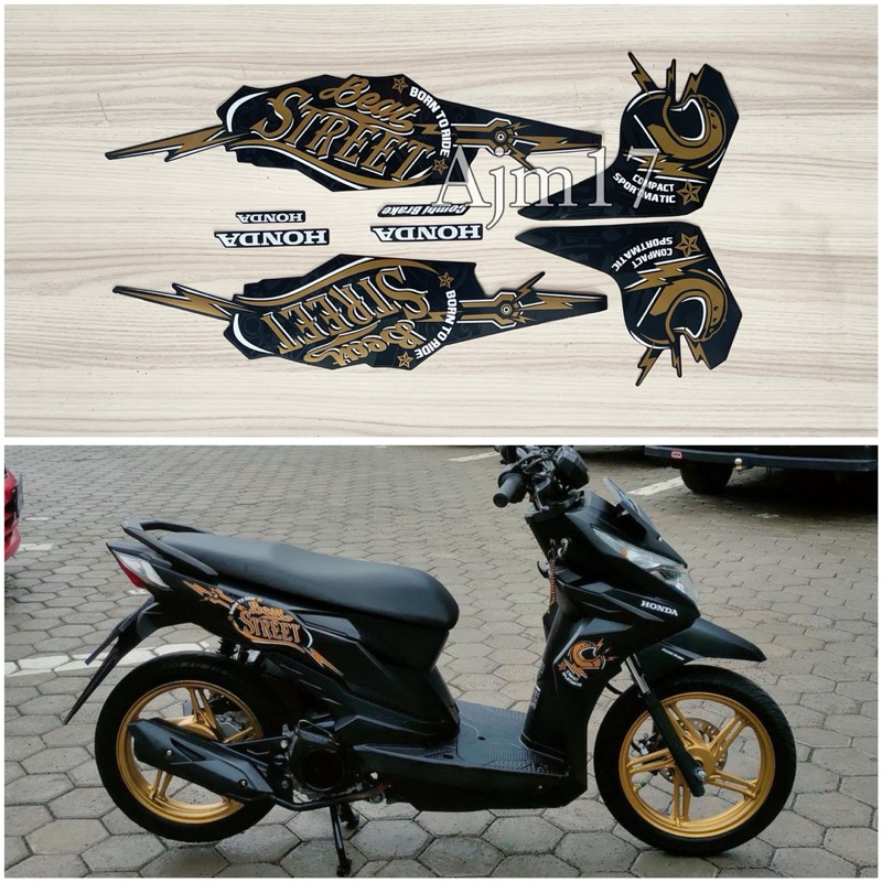 Jual STIKER STRIPING MOTOR BEAT STREET 2019 HITAM GOLD | Shopee Indonesia