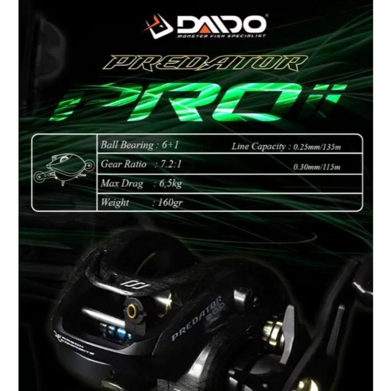 Jual REEL BC BAITCASTING DAIDO PREDATOR 200 L PRO II SW | Shopee Indonesia