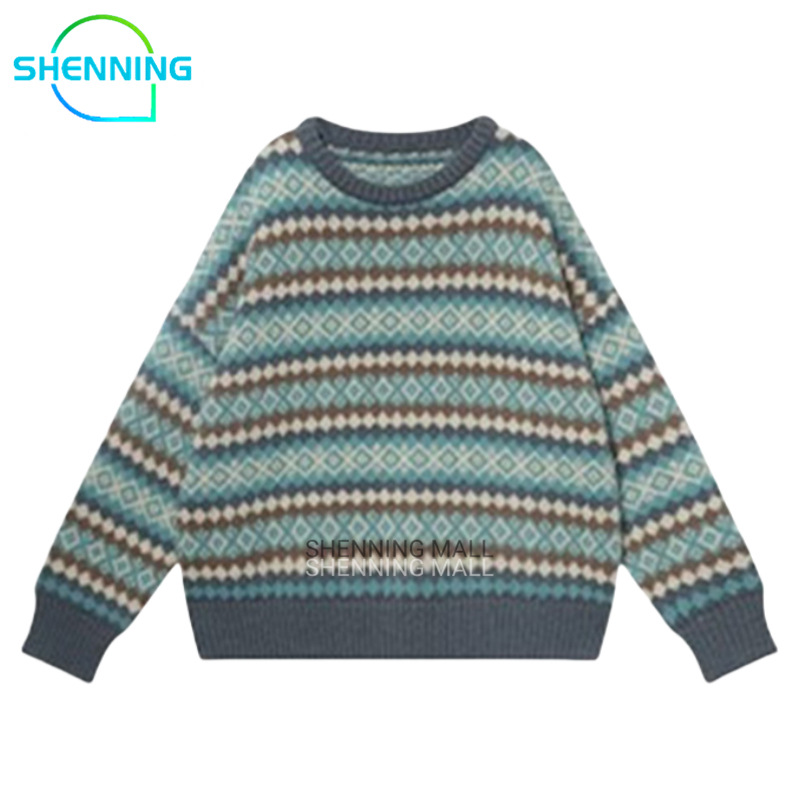 Jual SHENNING Sweater Rajut Garis Wanita Gaya Korea Atasan Rajut Lengan ...