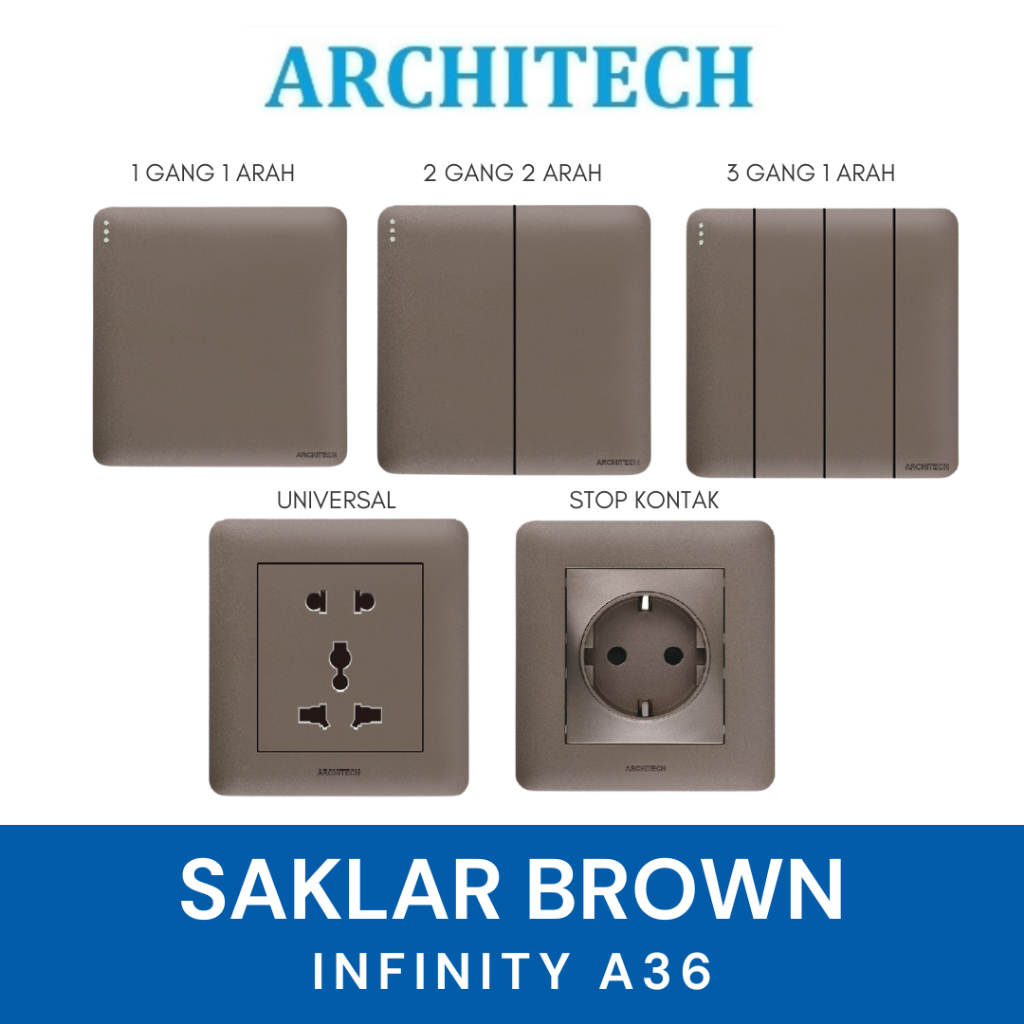 Jual ARCHITECH SAKLAR INFINITY BROWN / SAKLAR LAMPU / STOP KONTAK ...