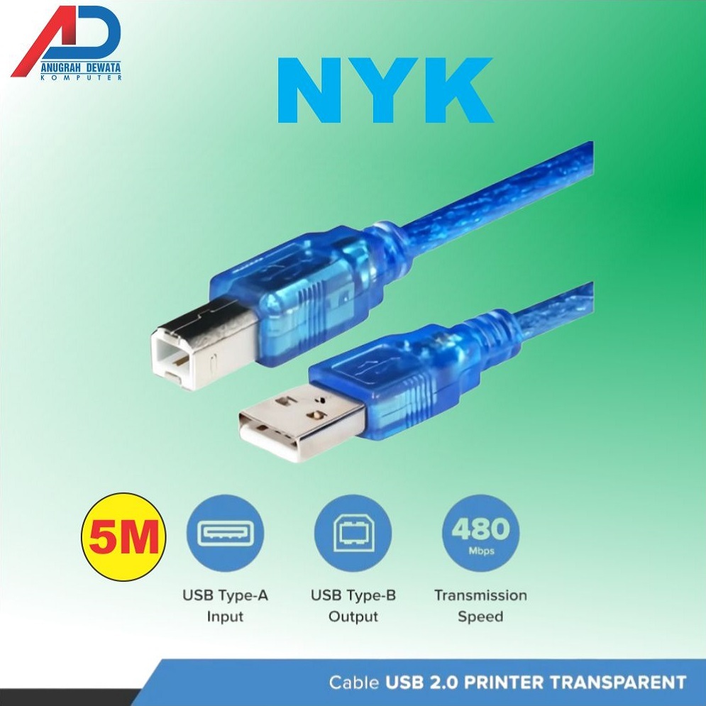 Jual KABEL USB PRINTER 5 METER NYK ORIGINAL | Shopee Indonesia