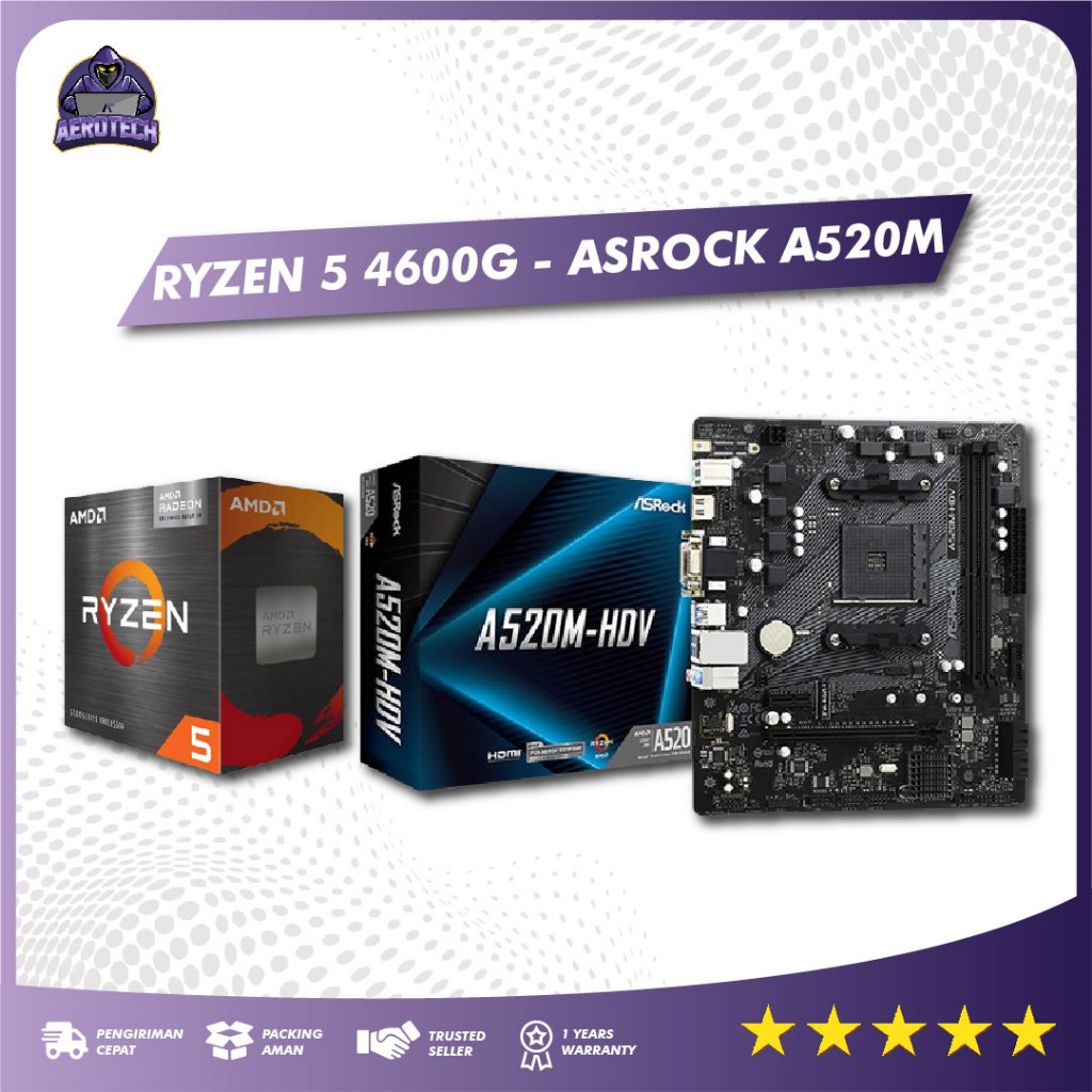 Jual PAKET MOBO AMD RYZEN 5 4600G - MOTHERBOARD A520M TERMURAH | Shopee ...