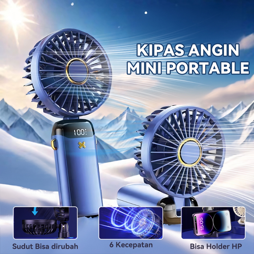 Jual [COD] Kipas Lipat Mini 20000MAh 5 Kecepatan Angin Kipas Genggam ...