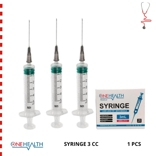 Jual Onehealth Spuit 3 cc + Jarum Per Pcs Syringe 3cc Suntikan Alat ...