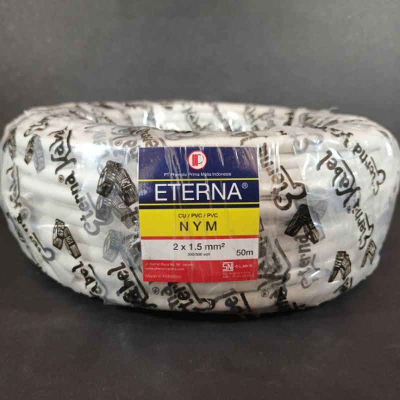 Jual Kabel Listrik Kawat Eterna NYM 2 x 1.5 @50M Putih Tunggal Kawat | Kabel ETERNA / Kabel NYM ...
