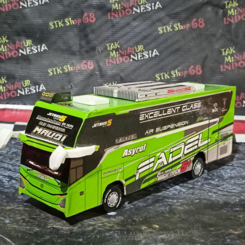 Jual Mainan Miniatur Bis ASYROF MAUDI bisa tambah Full Lampu dan ...
