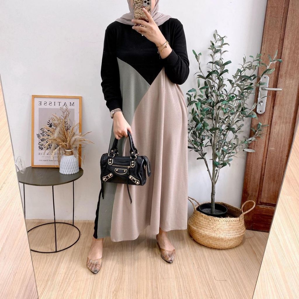 Jual Gamis Knit Import Premium Terbaru LARISA Dress Wanita Kombinasi ...