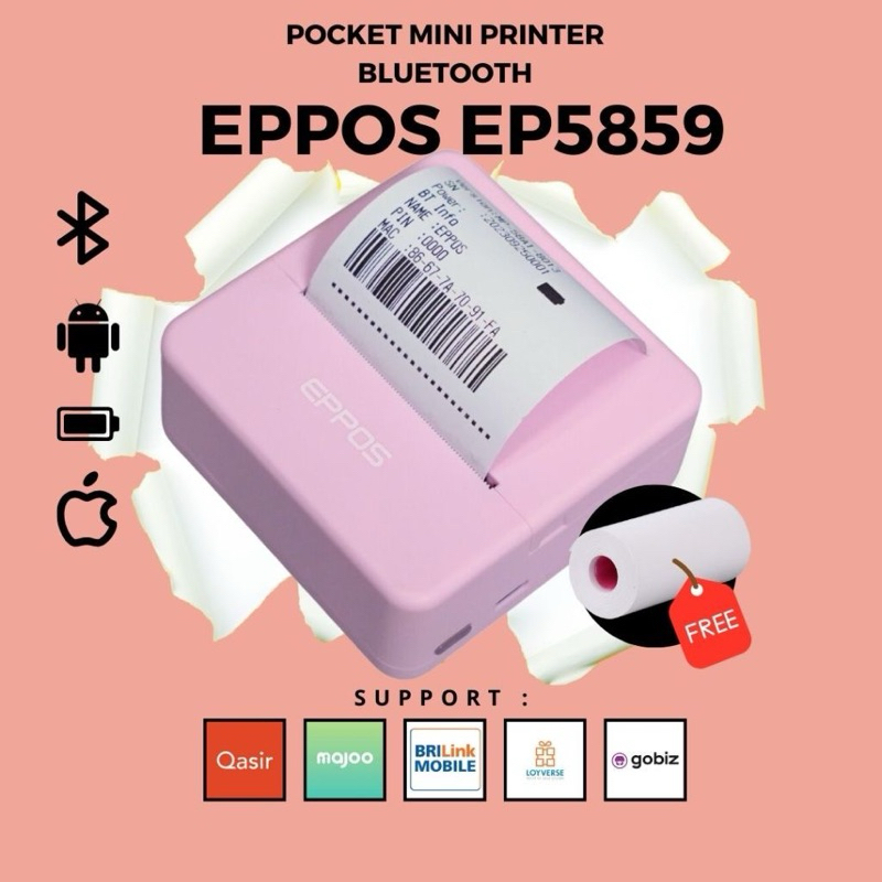 Jual Pocket Mini Printer Bluetooth EPPOS EP5859 Thermal Struk Resi Shopee Marketplace | Shopee ...
