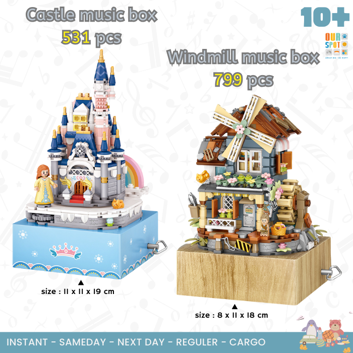 Jual LOZ Music box series ( 1239 Windmill , 1220 Castle )LOZ ideas ...