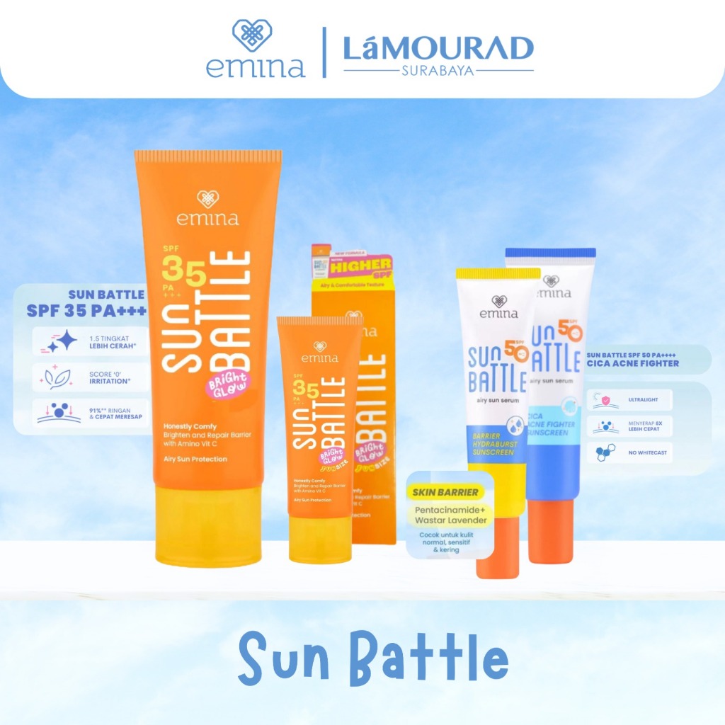 Jual EMINA Sun Battle Sunscreen SPF 35 50ml - Fun Size 20ml / Barrier ...