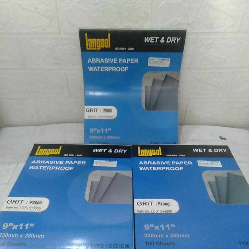 Jual KERTAS AMPLAS LEMBARAN WATERPROOF LANGSOL 3000, 4000, 5000 ...
