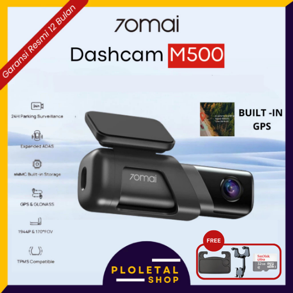 Jual 70mai Dash Cam M500 1944P GPS Built-in 64G FOV 170 ADAS Voice ...