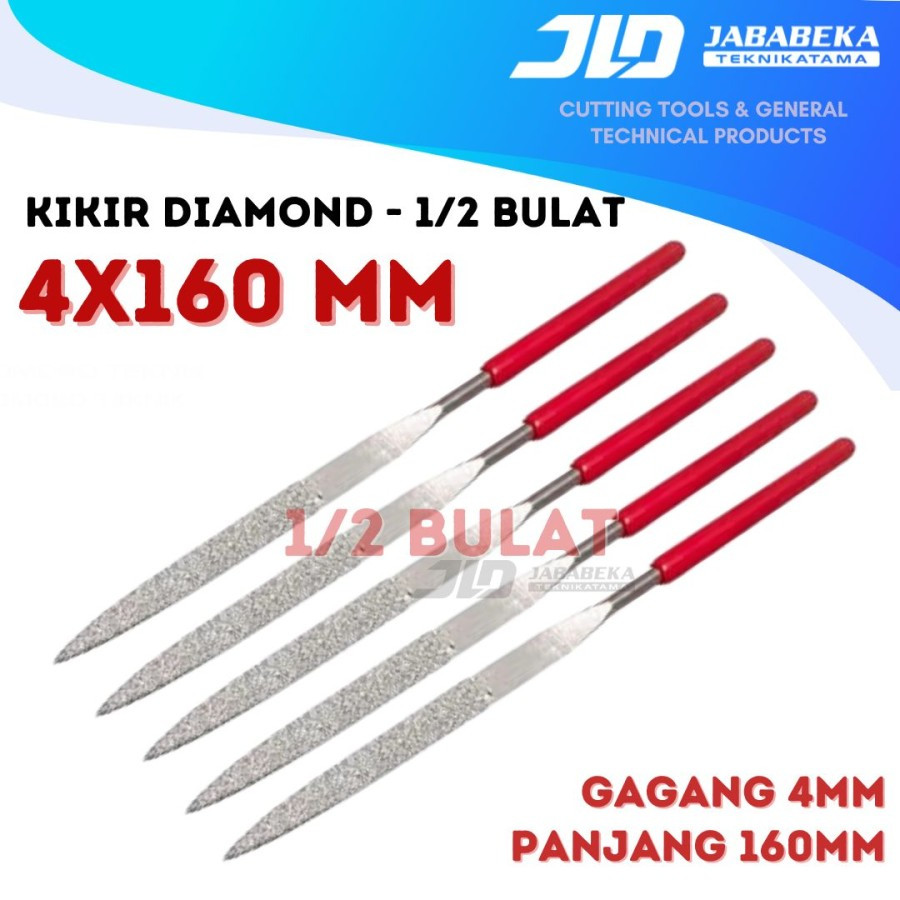Jual Kikir 4 x 160 mm 1/2 BULAT Diamond Files Set 5 PCS Gagang 4 mm ...